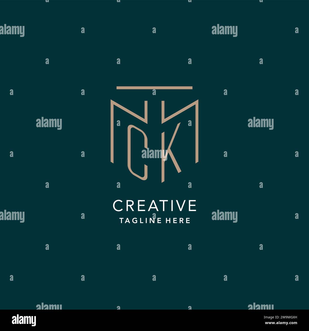 Luxury modern CK logo monogram with geometric monoline style vector ...