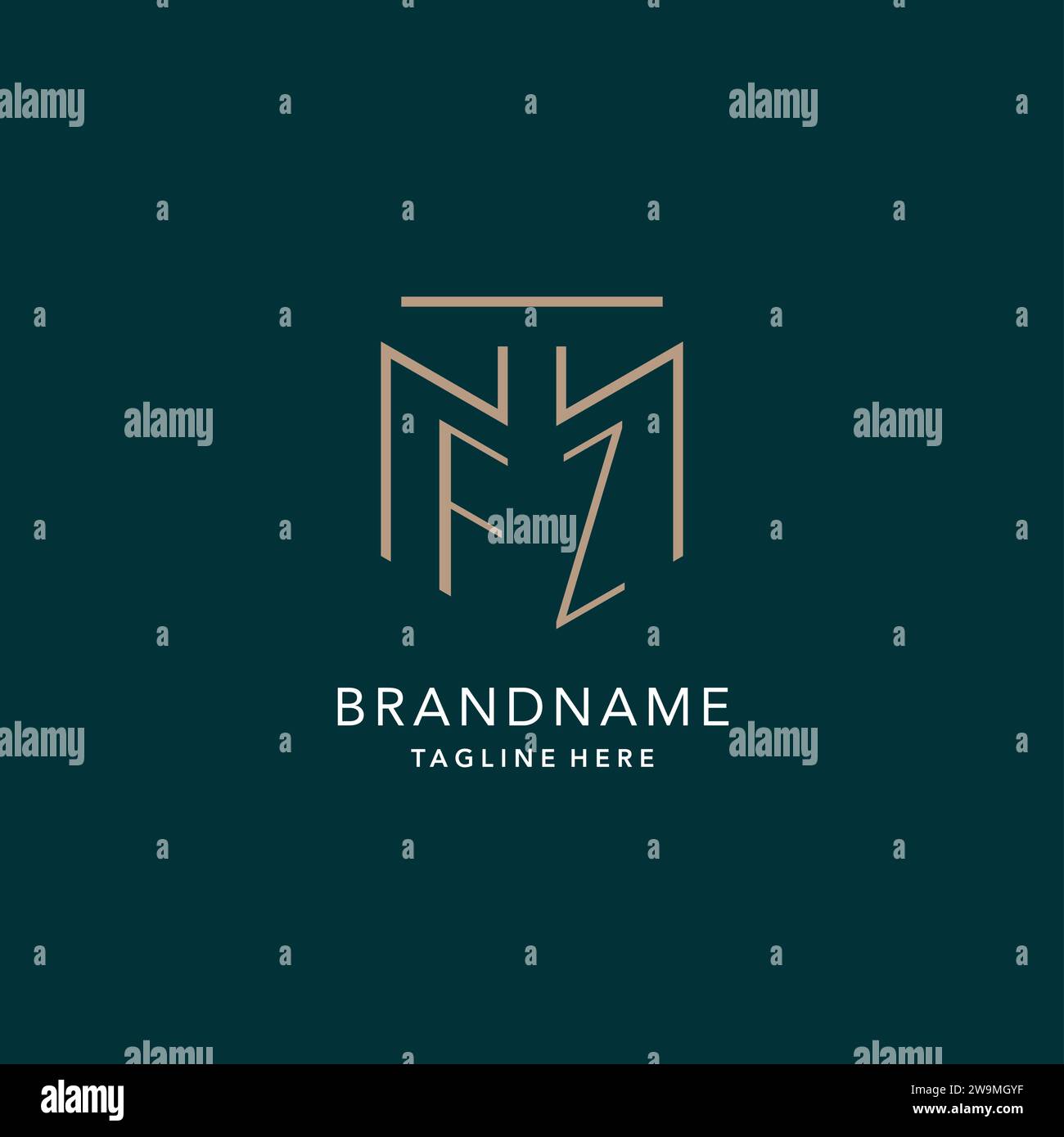 Luxury modern FZ logo monogram with geometric monoline style vector ...