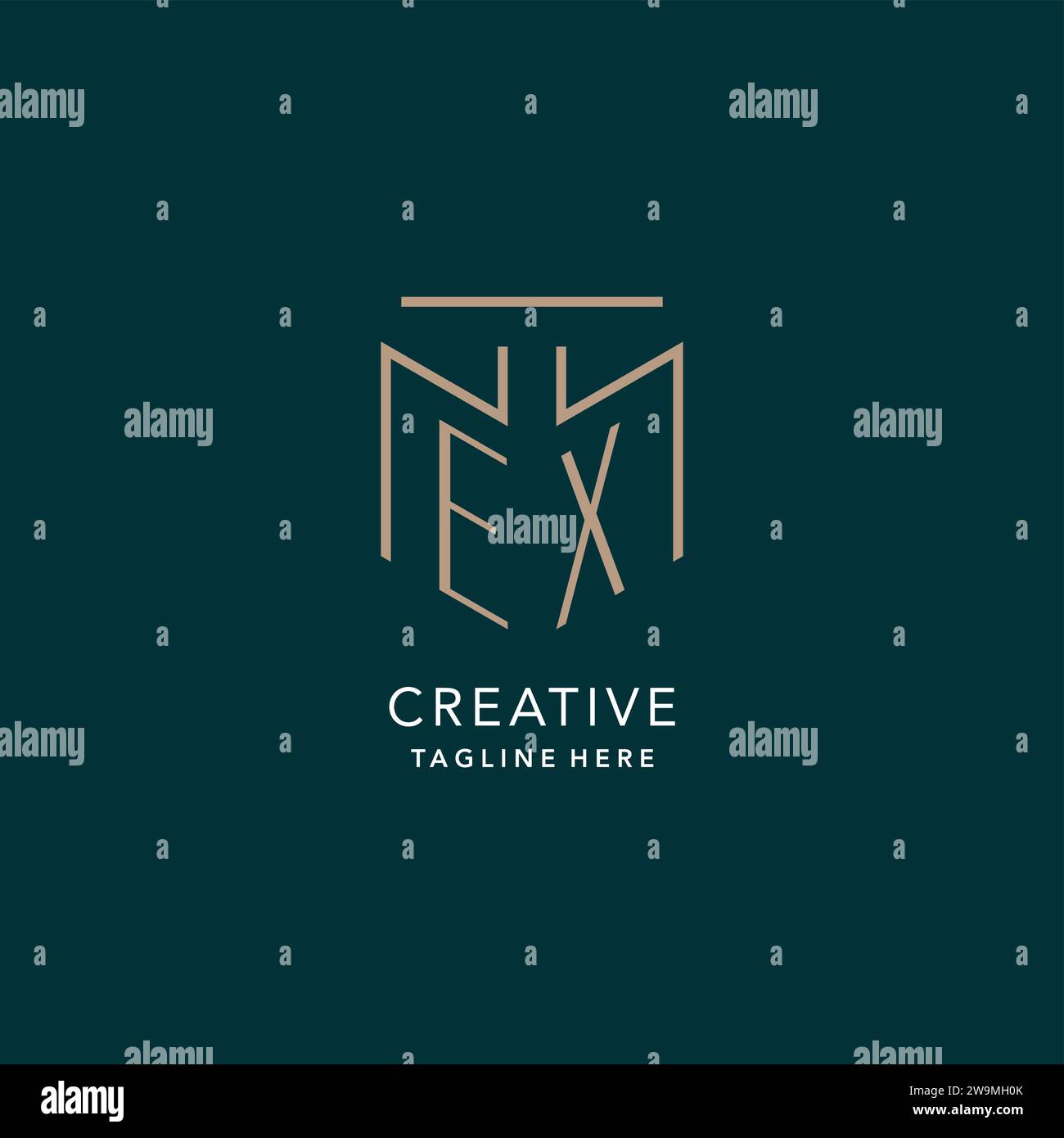 Luxury modern EX logo monogram with geometric monoline style vector ...