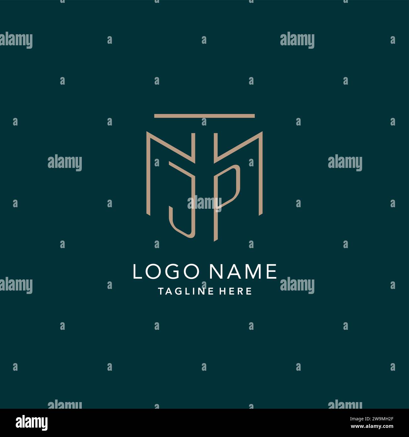 Luxury modern JP logo monogram with geometric monoline style vector ...