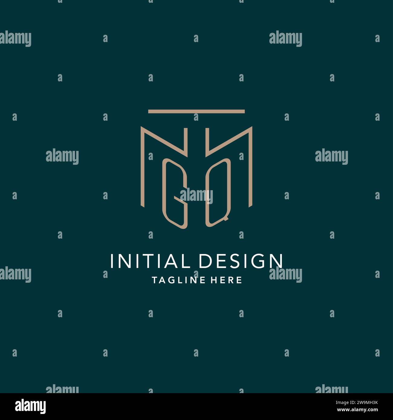 Luxury modern GQ logo monogram with geometric monoline style vector ...