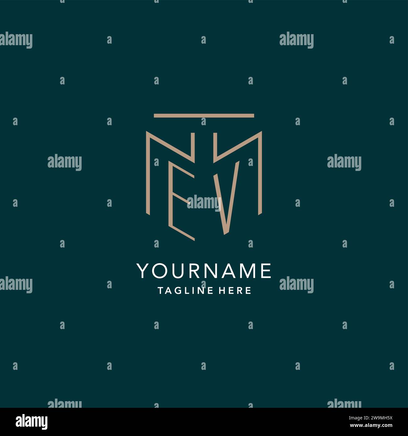 Luxury modern EV logo monogram with geometric monoline style vector ...