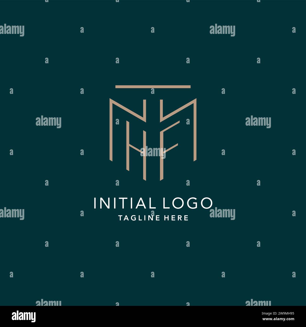Luxury modern HF logo monogram with geometric monoline style vector ...