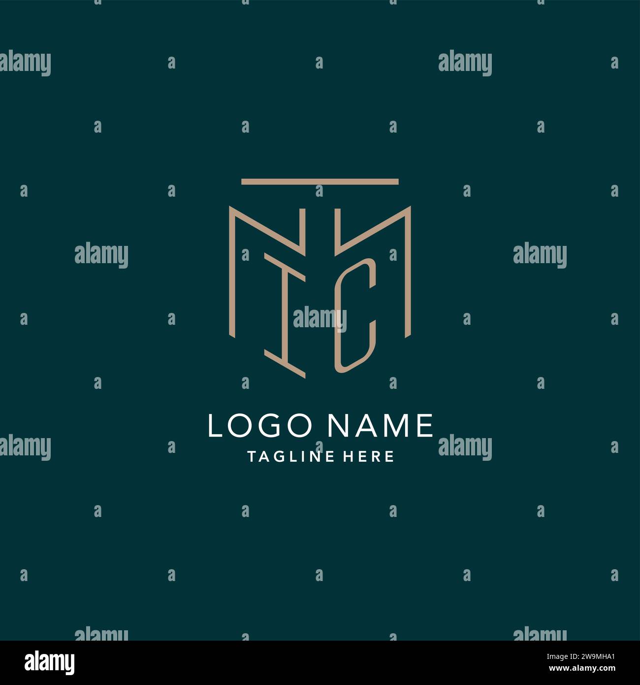 Luxury modern IC logo monogram with geometric monoline style vector ...