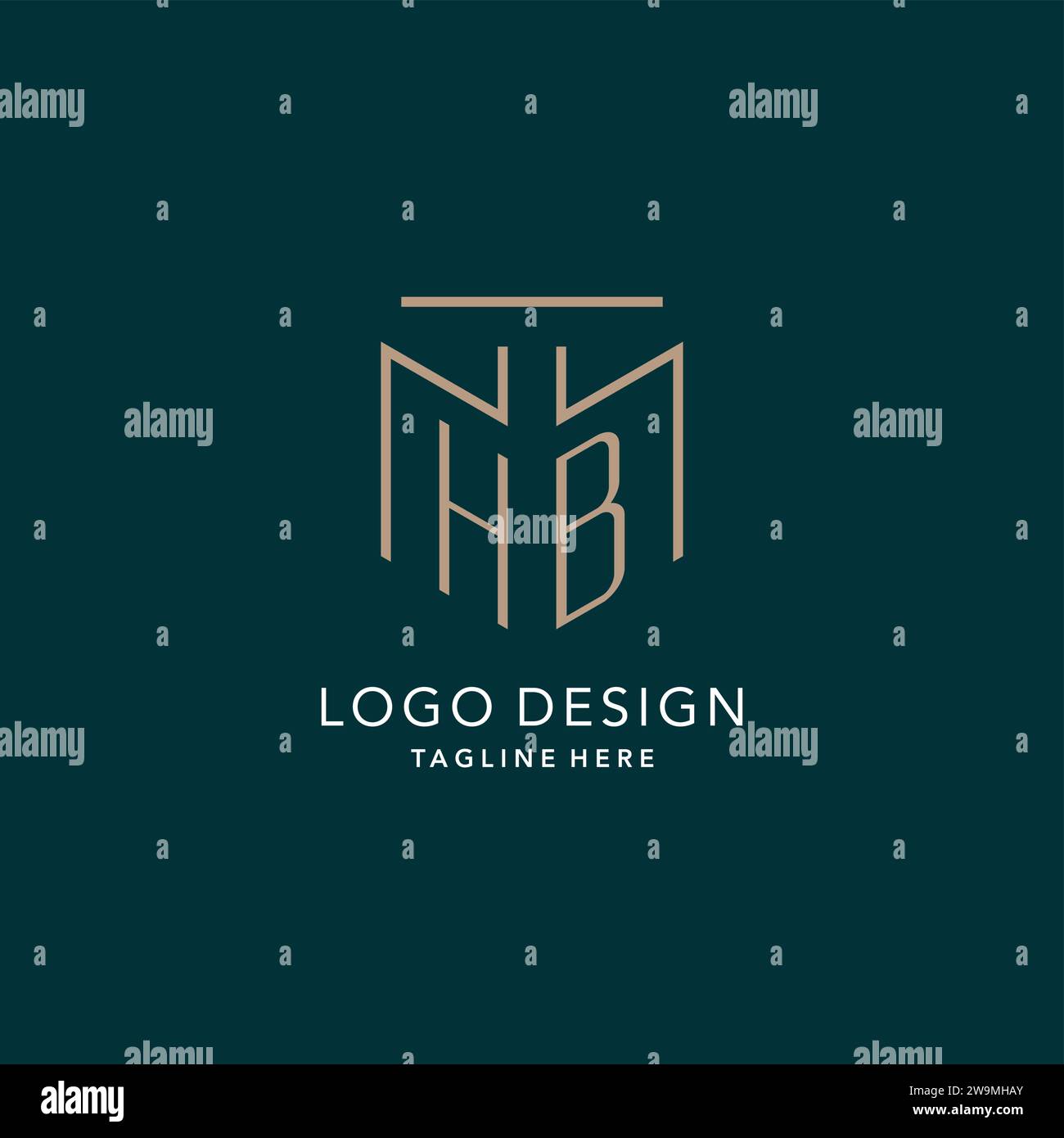 Luxury modern HB logo monogram with geometric monoline style vector ...