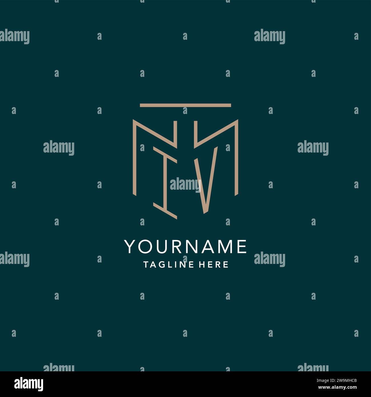 Luxury modern IV logo monogram with geometric monoline style vector ...
