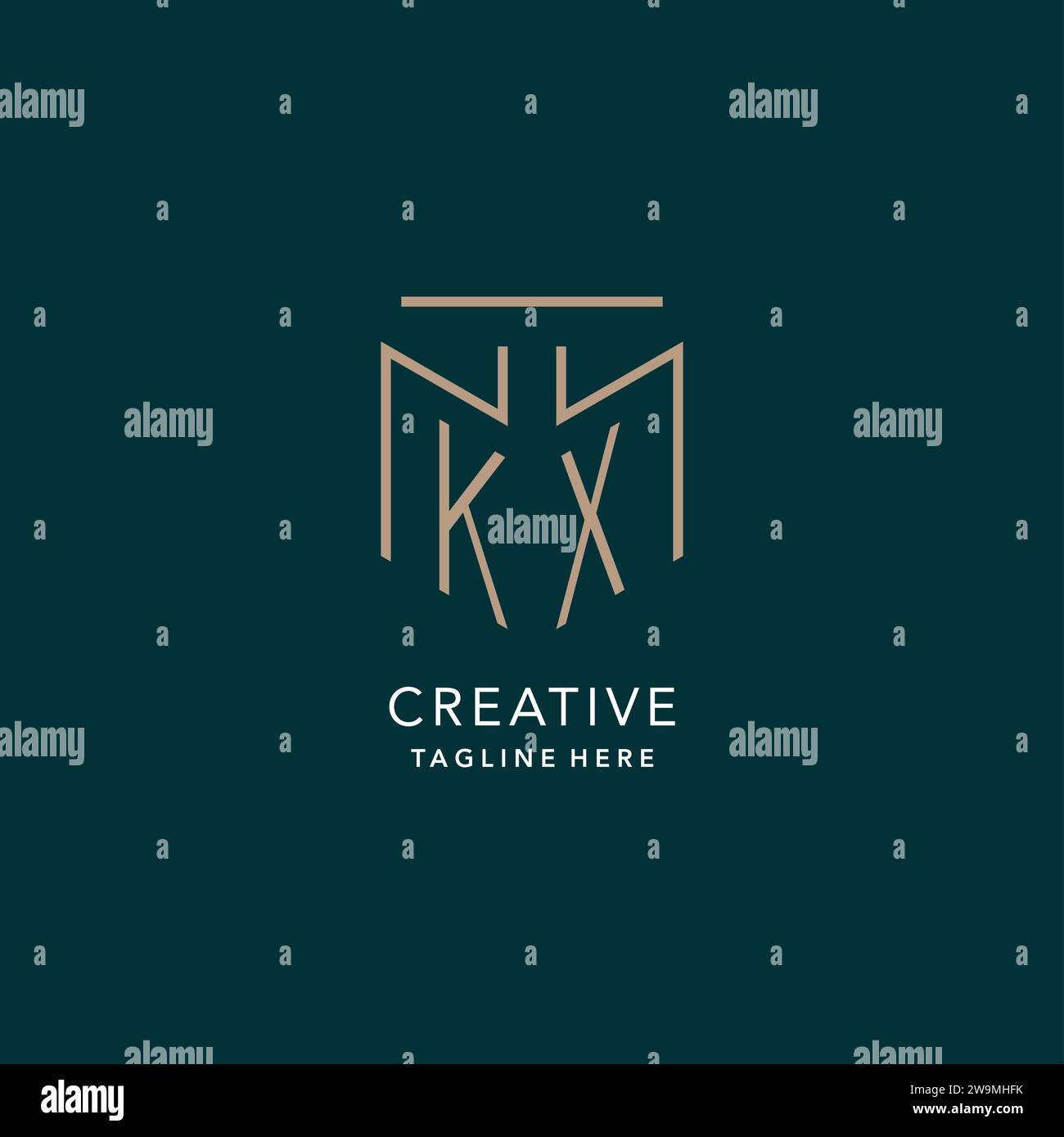 Luxury modern KX logo monogram with geometric monoline style vector ...