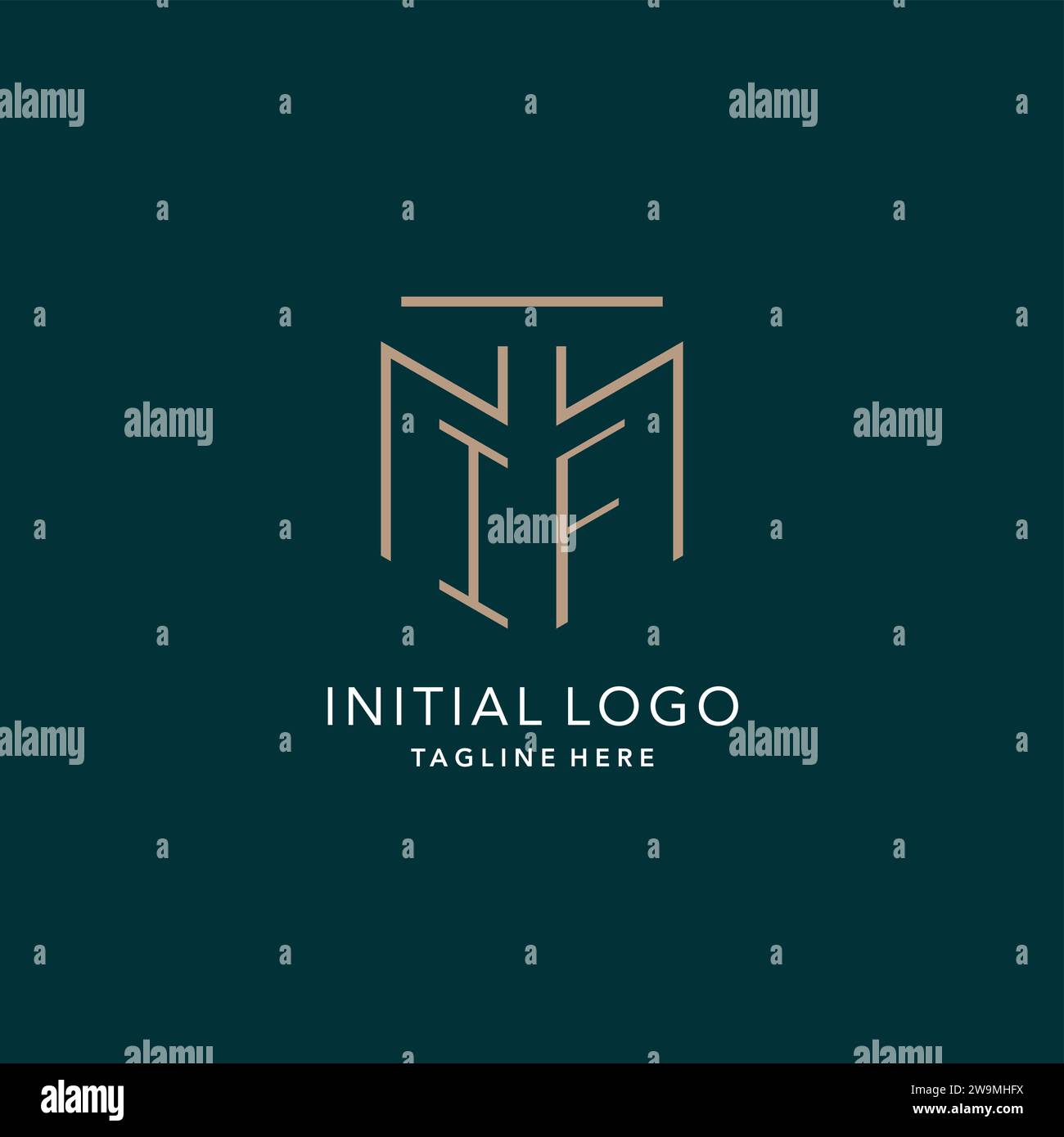 Luxury modern IF logo monogram with geometric monoline style vector ...