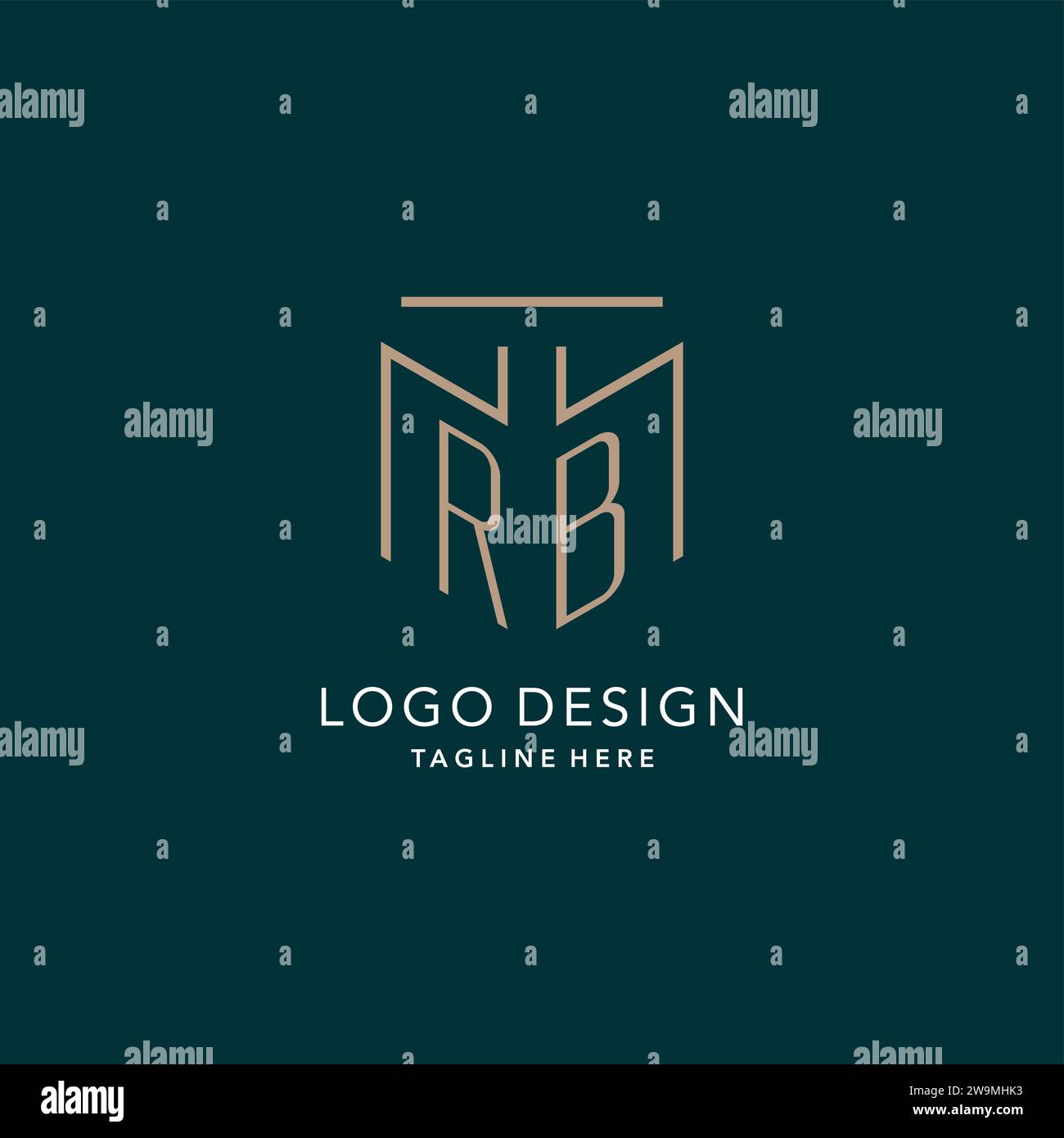 Luxury modern RB logo monogram with geometric monoline style vector ...
