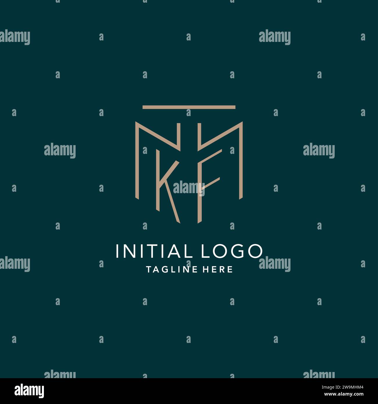 Luxury modern KF logo monogram with geometric monoline style vector graphic Stock Vector Image ...