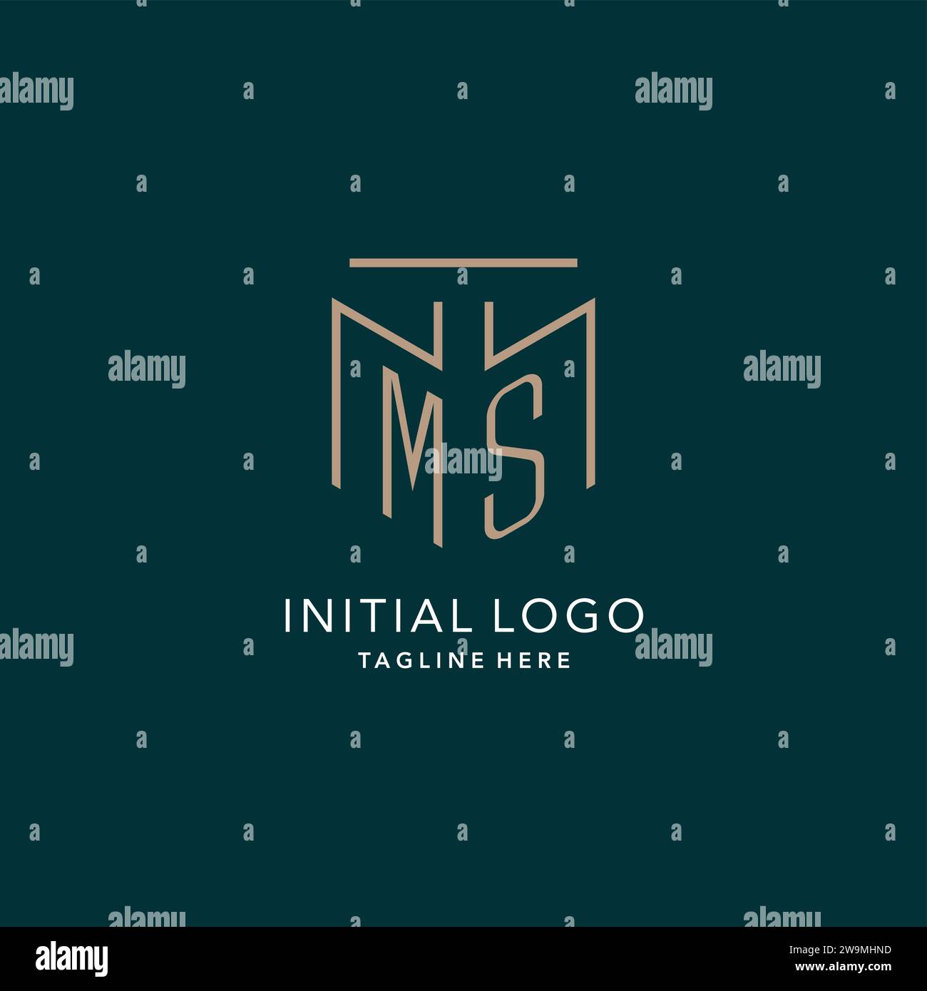 Luxury modern MS logo monogram with geometric monoline style vector graphic Stock Vector Image ...