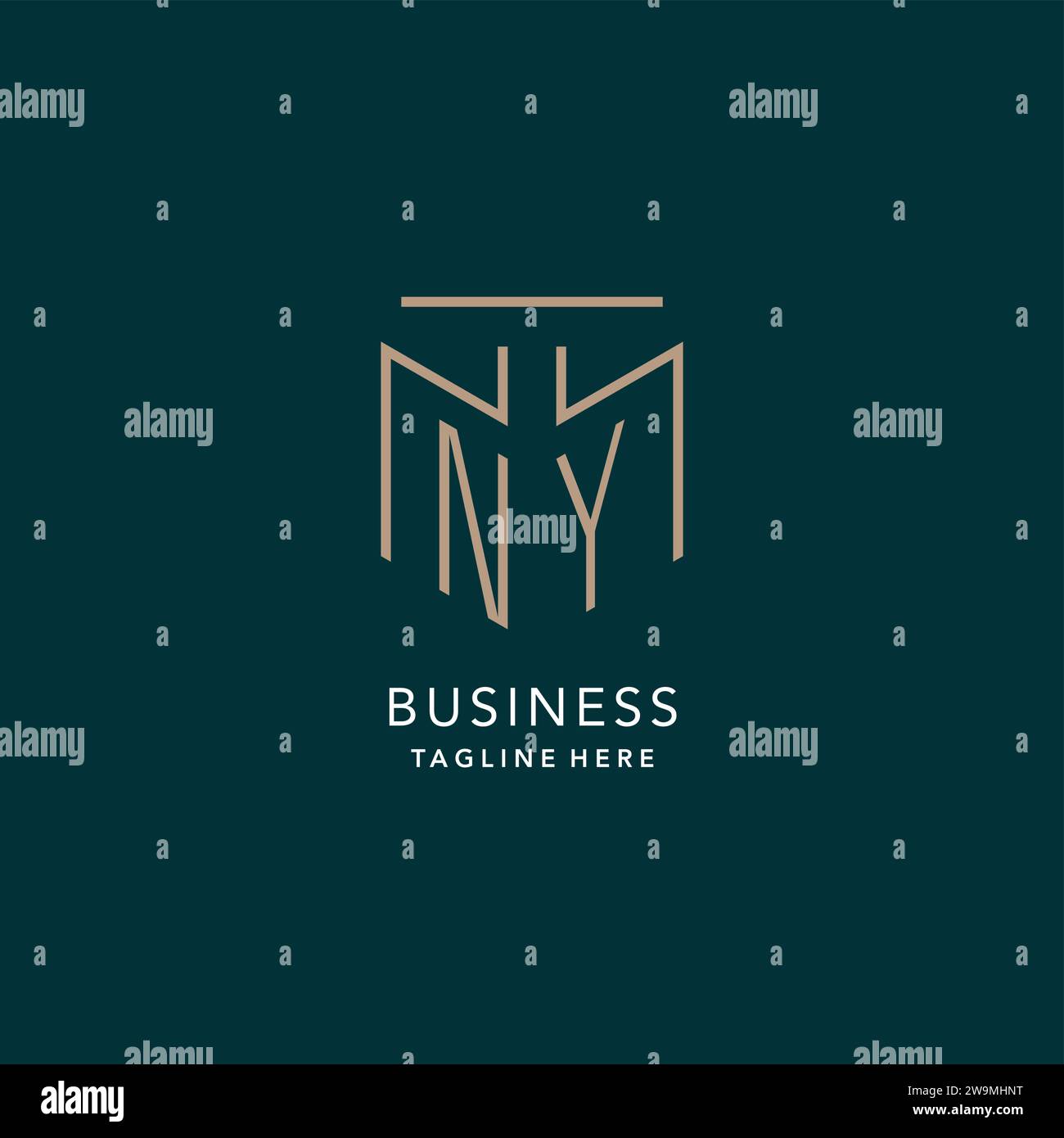 Luxury modern NY logo monogram with geometric monoline style vector ...