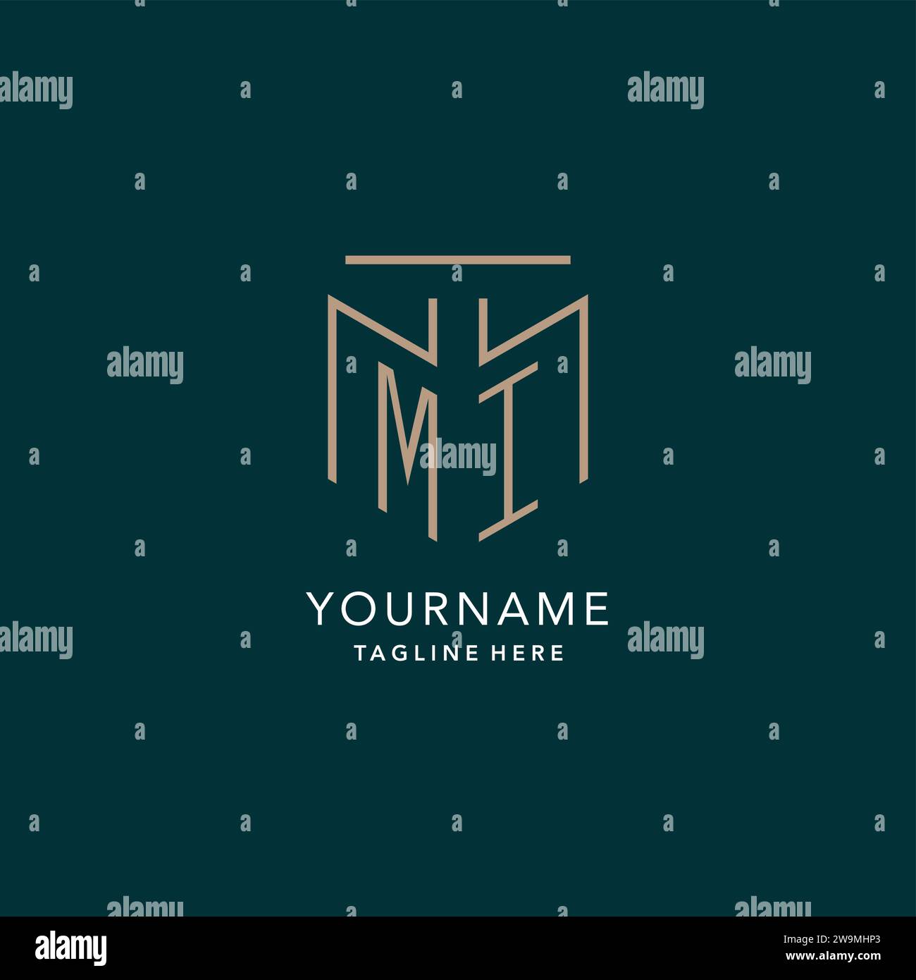 Luxury modern MI logo monogram with geometric monoline style vector ...