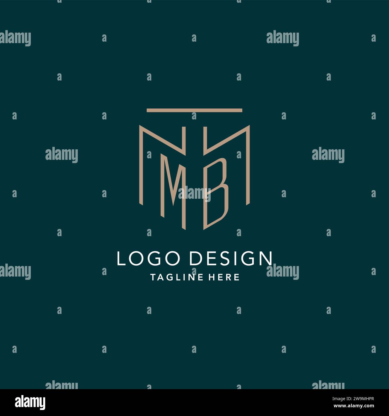 Luxury modern MB logo monogram with geometric monoline style vector ...
