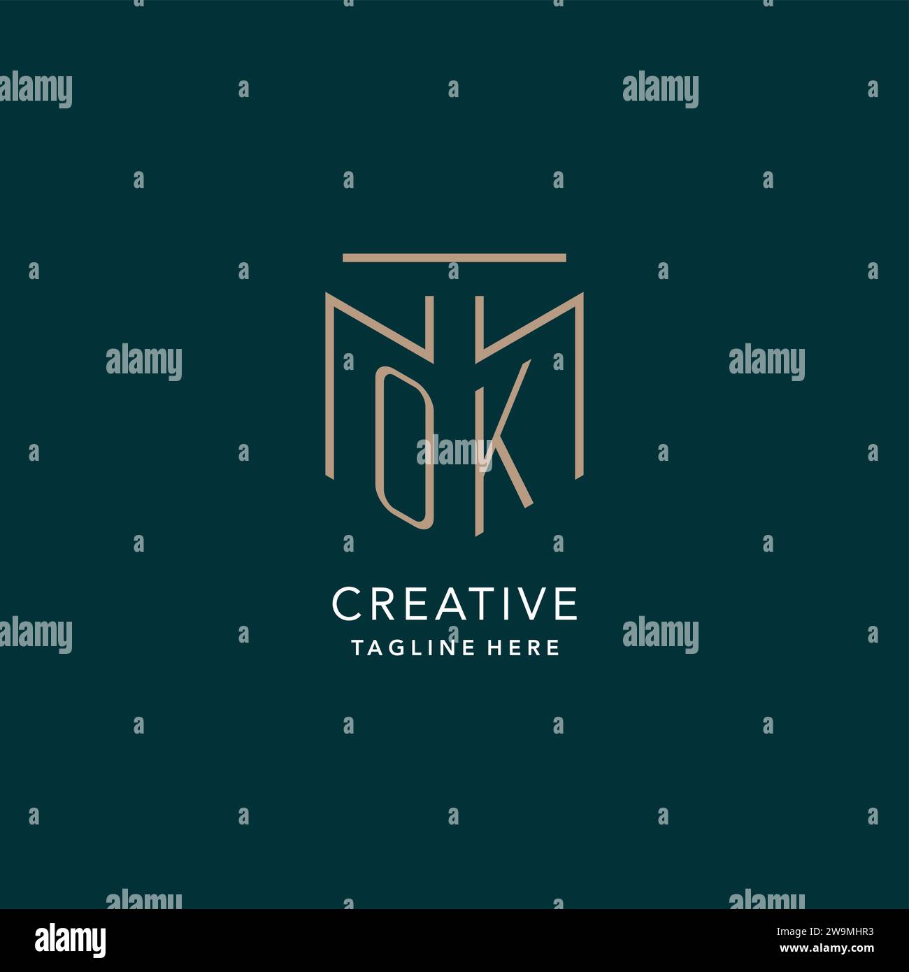 Luxury modern OK logo monogram with geometric monoline style vector ...