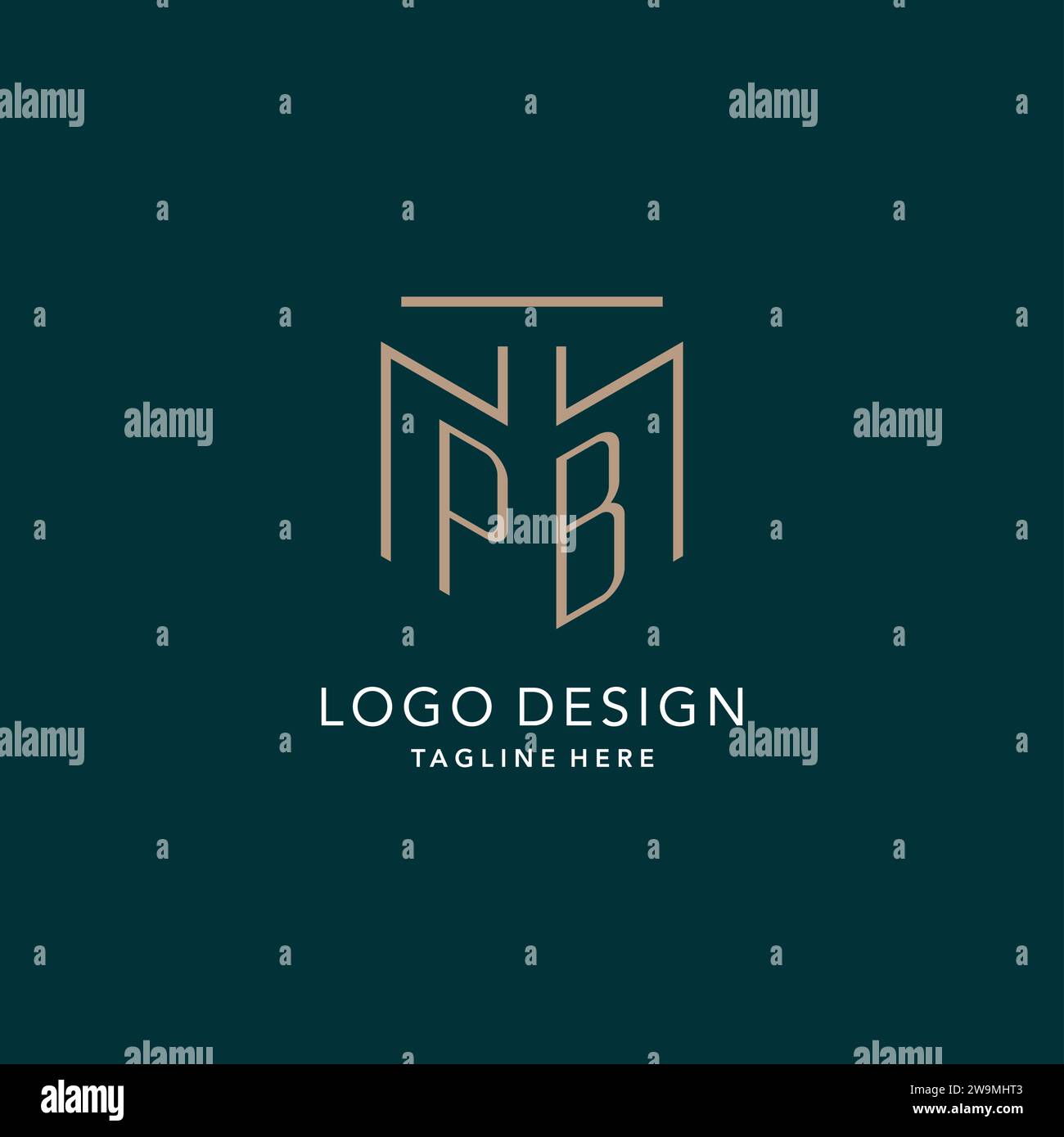 Luxury modern PB logo monogram with geometric monoline style vector ...