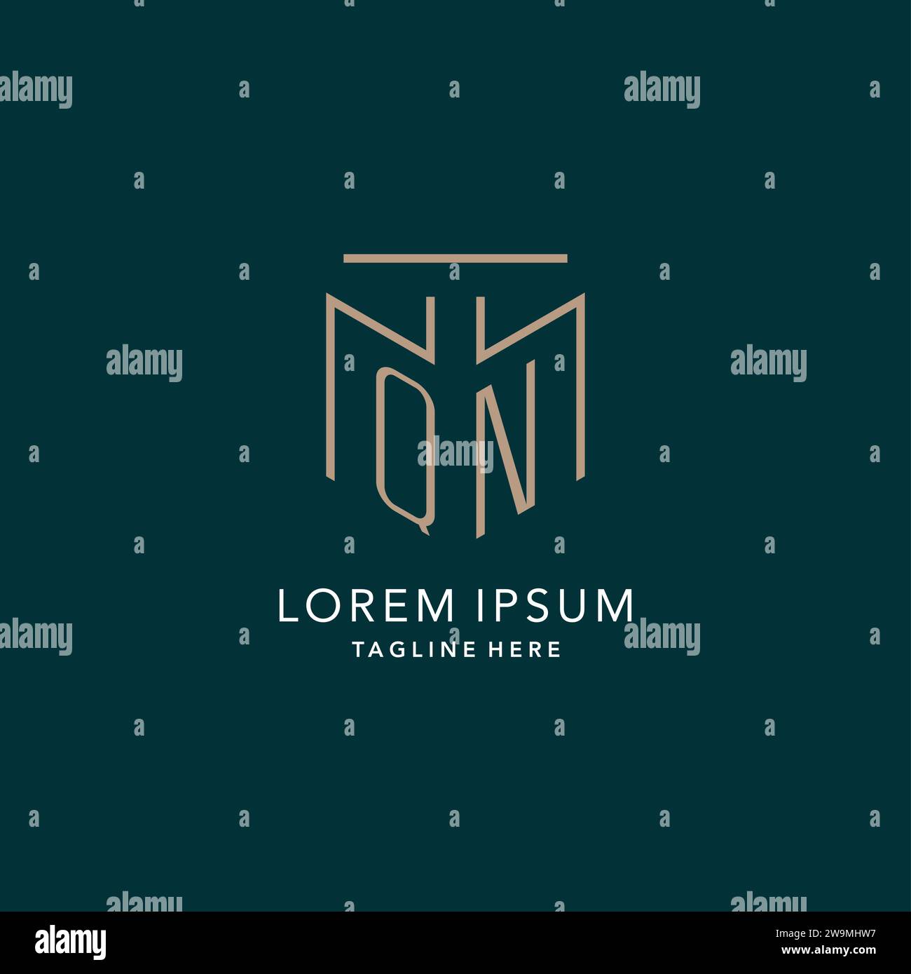 Luxury modern QN logo monogram with geometric monoline style vector ...