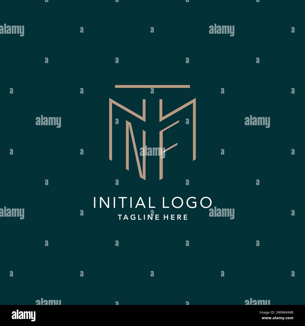 Luxury modern NF logo monogram with geometric monoline style vector ...