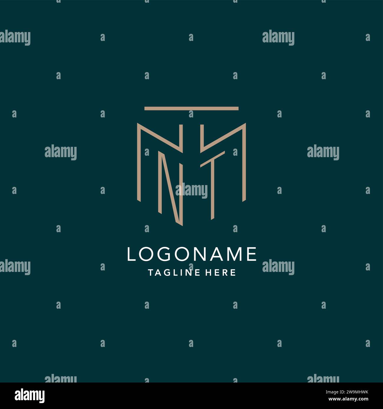 Luxury modern NT logo monogram with geometric monoline style vector ...