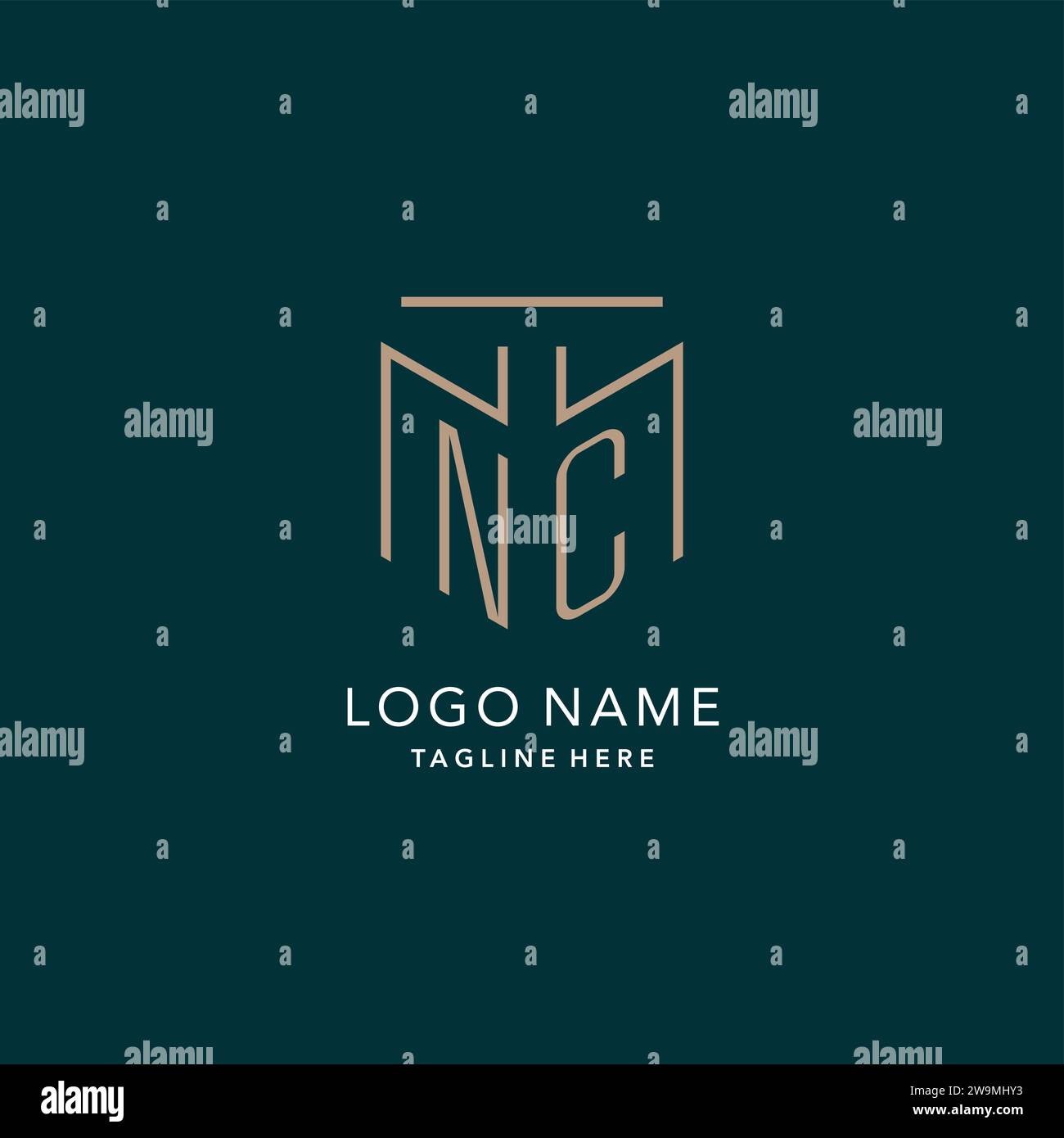 Luxury modern NC logo monogram with geometric monoline style vector ...