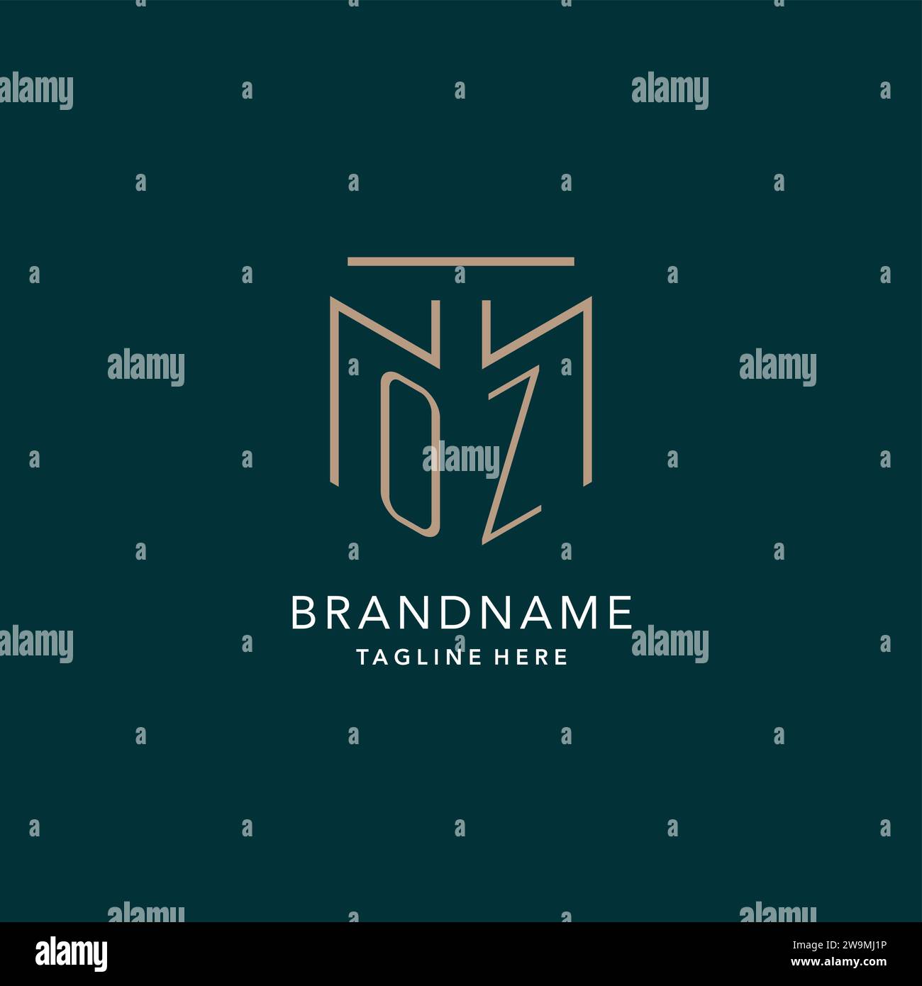 Luxury modern OZ logo monogram with geometric monoline style vector ...