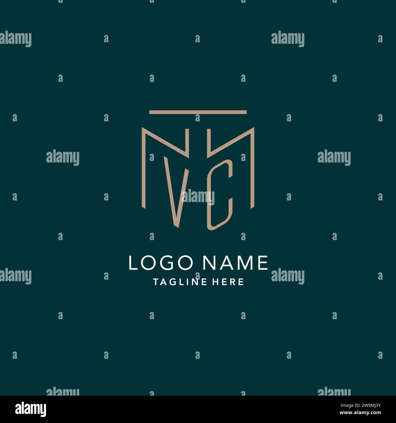 Luxury modern VC logo monogram with geometric monoline style vector ...