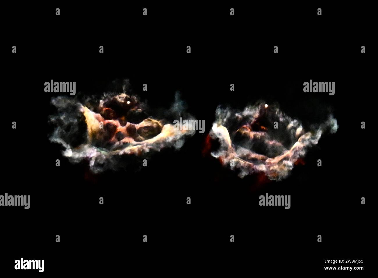 Stage separation occurs as a SpaceX Falcon Heavy rocket launches the ...