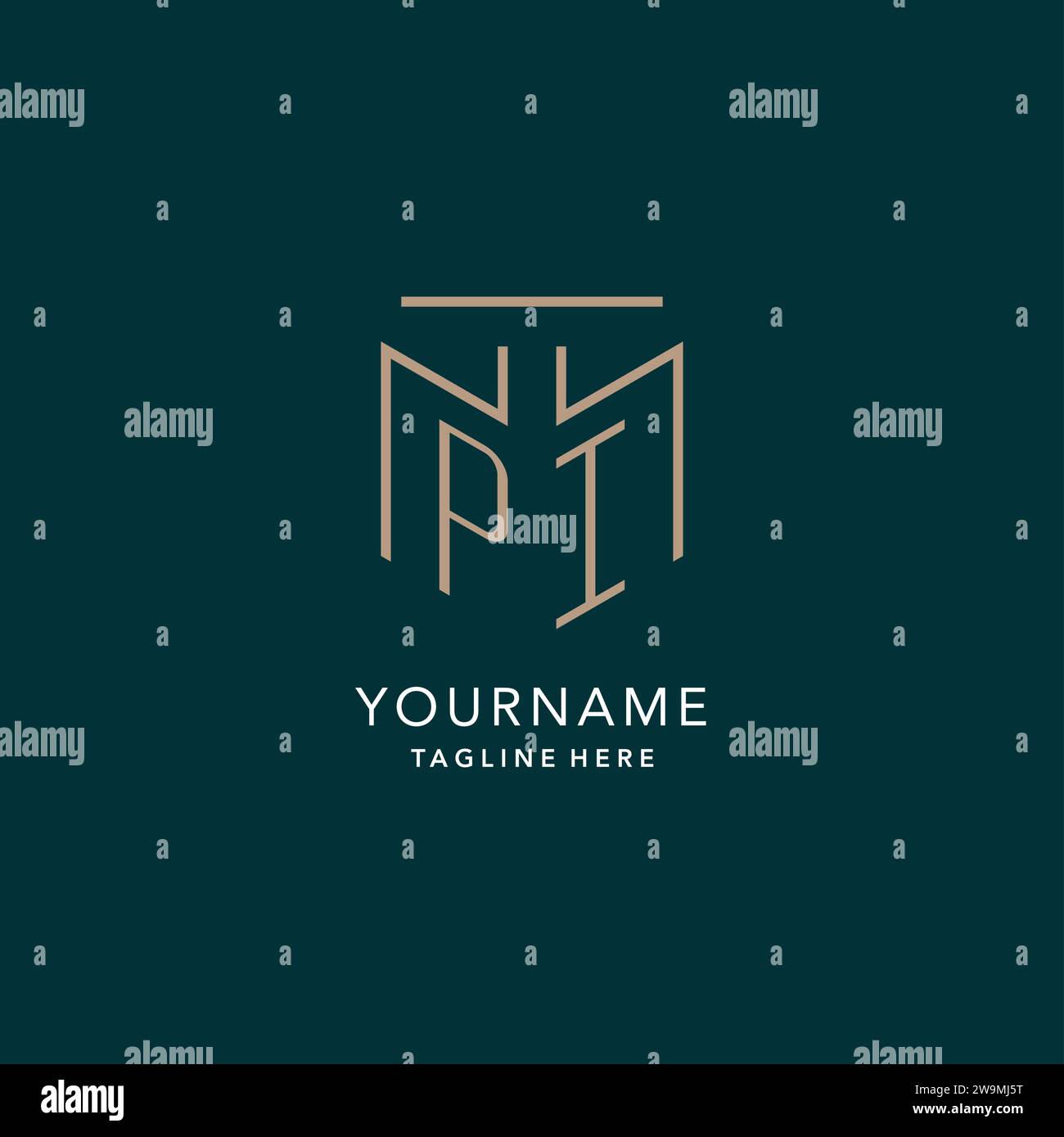 Luxury modern PI logo monogram with geometric monoline style vector ...