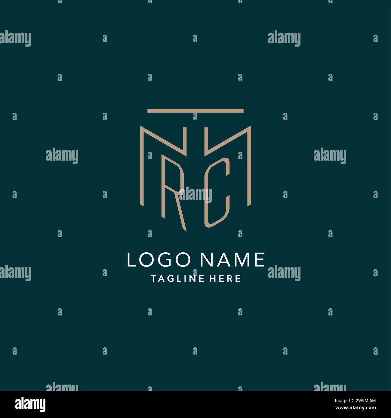 Luxury modern RC logo monogram with geometric monoline style vector ...