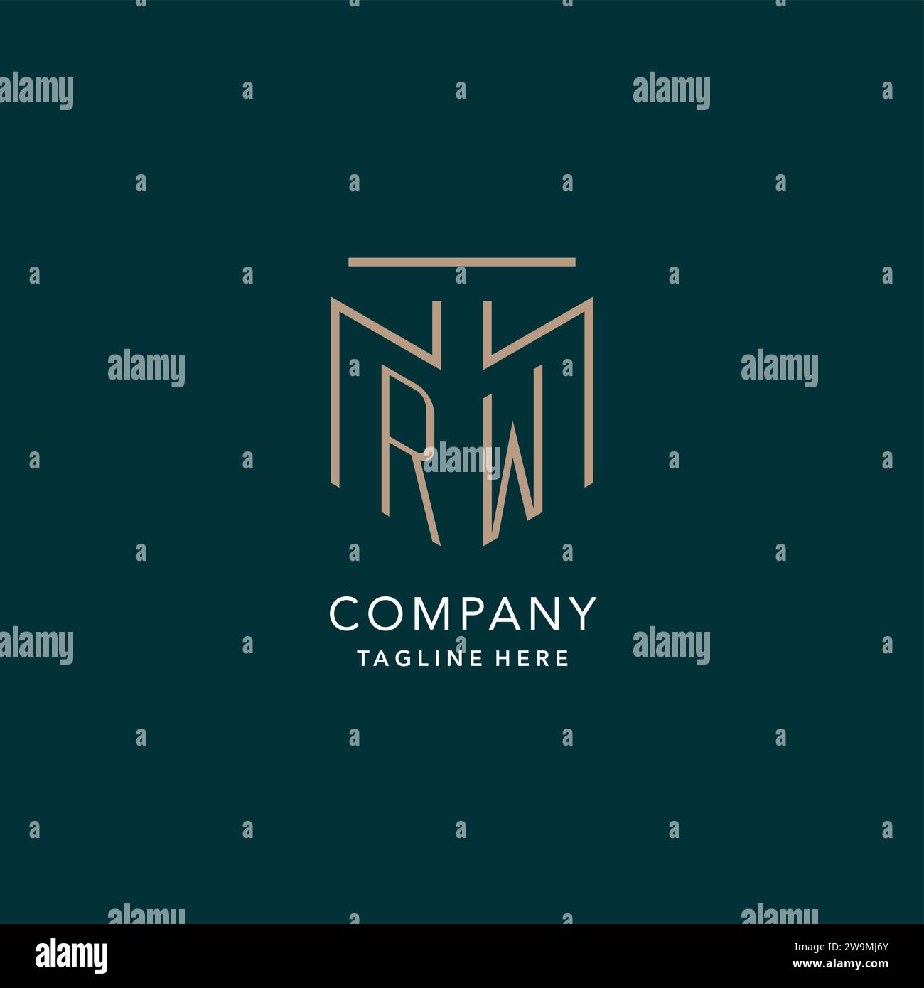 Luxury modern RW logo monogram with geometric monoline style vector ...