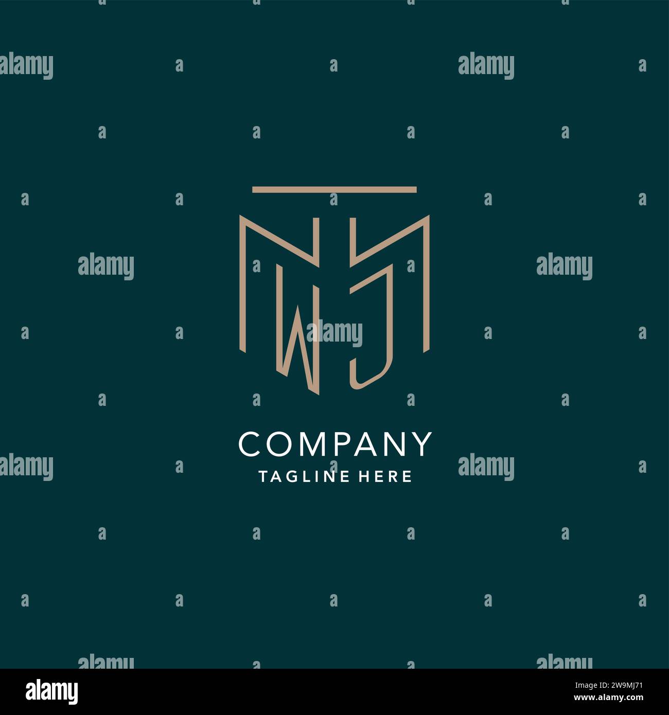 Luxury modern WJ logo monogram with geometric monoline style vector ...