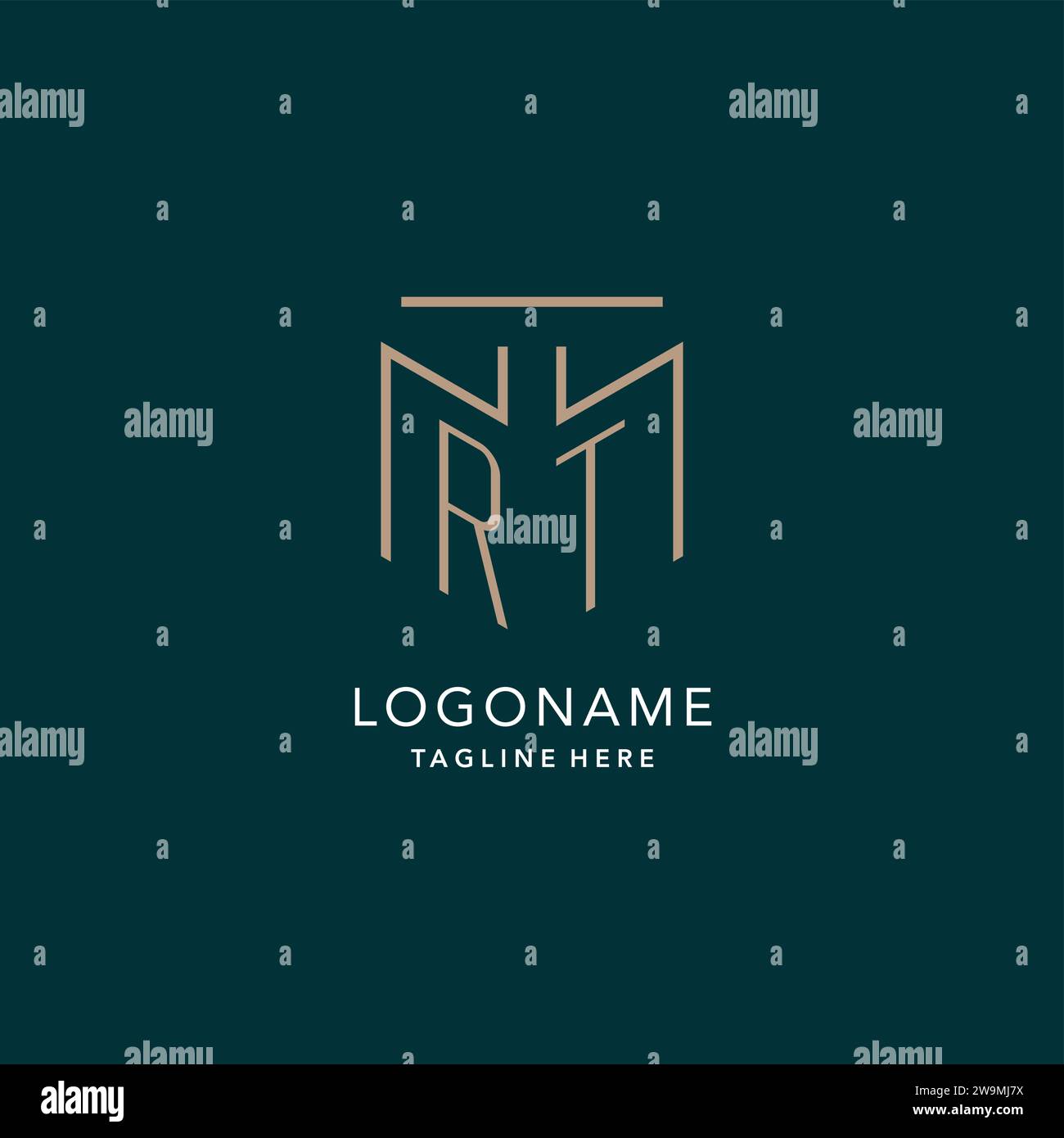 Luxury modern RT logo monogram with geometric monoline style vector ...