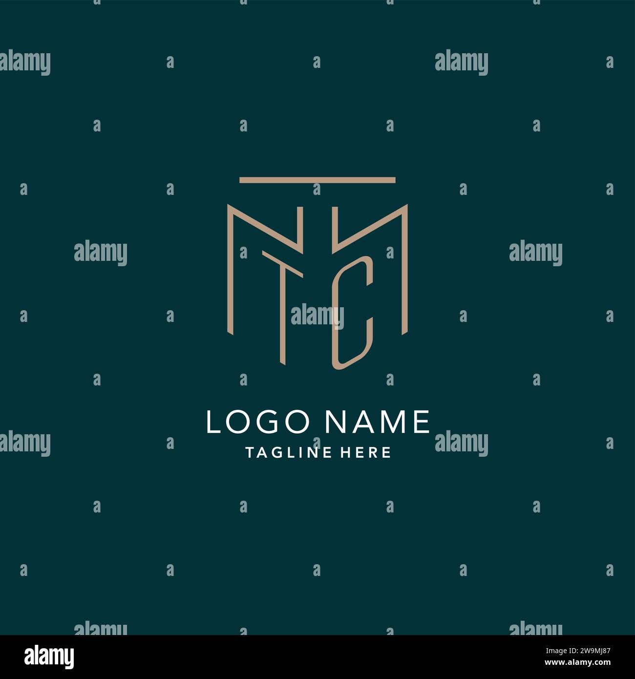 Luxury modern TC logo monogram with geometric monoline style vector ...