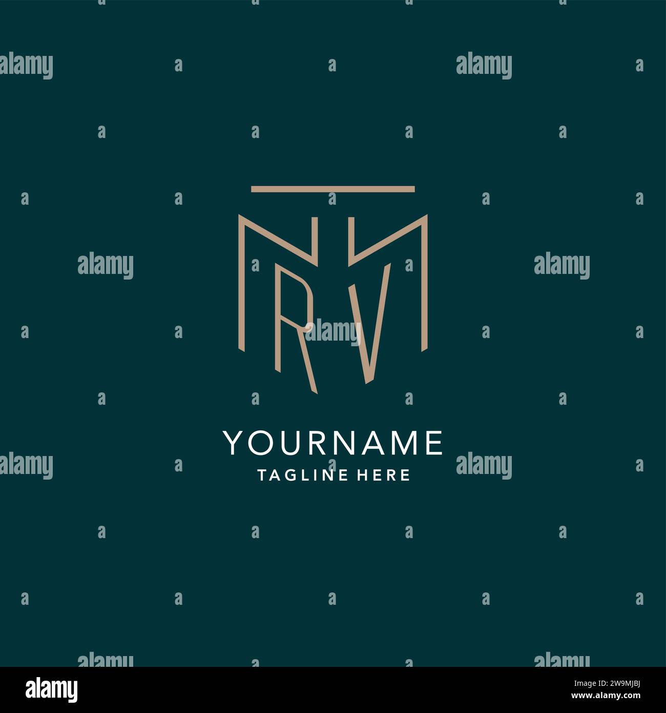 Luxury modern RV logo monogram with geometric monoline style vector ...