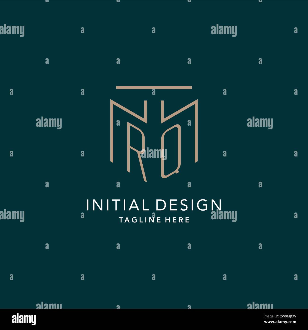 Luxury modern RQ logo monogram with geometric monoline style vector graphic Stock Vector Image ...