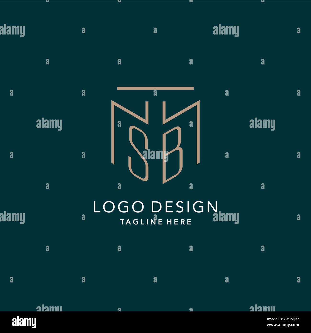 Luxury modern SB logo monogram with geometric monoline style vector ...