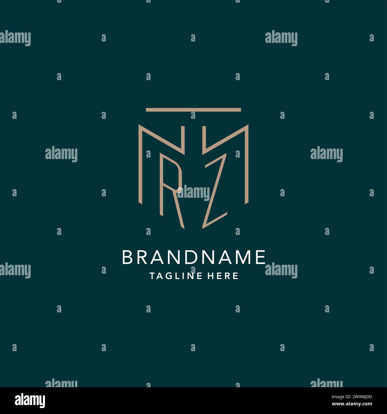 Luxury modern RZ logo monogram with geometric monoline style vector ...