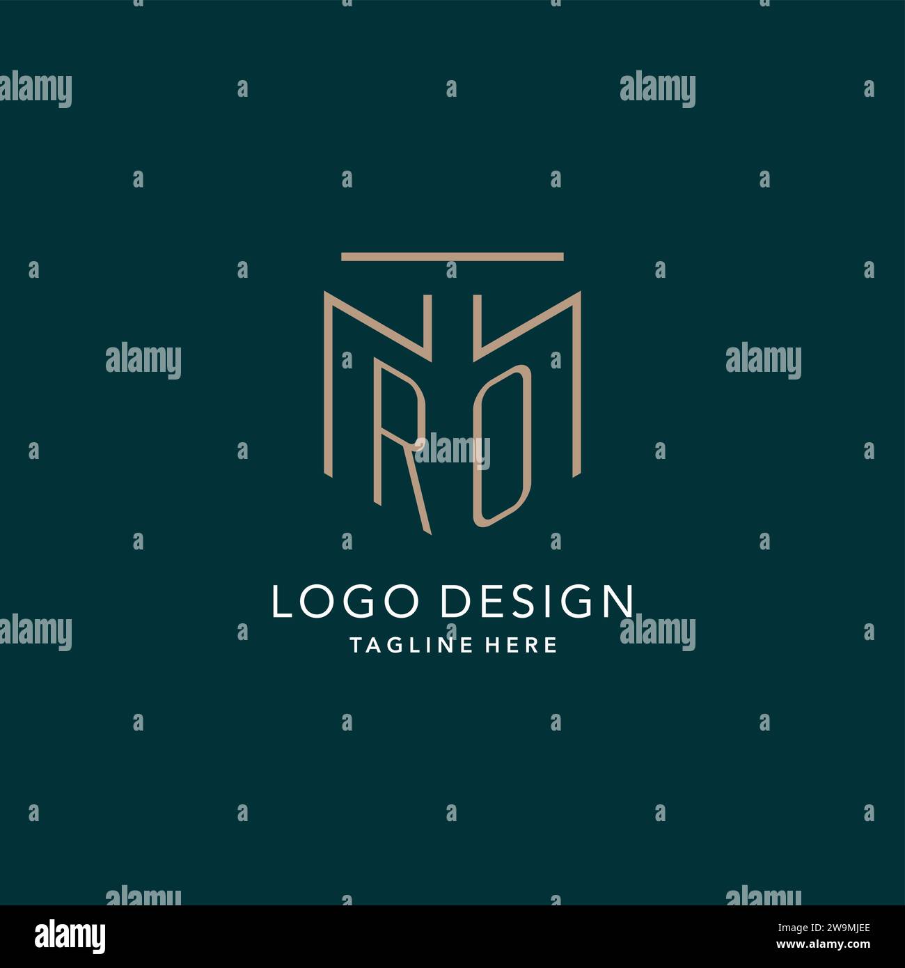 Luxury modern RO logo monogram with geometric monoline style vector ...