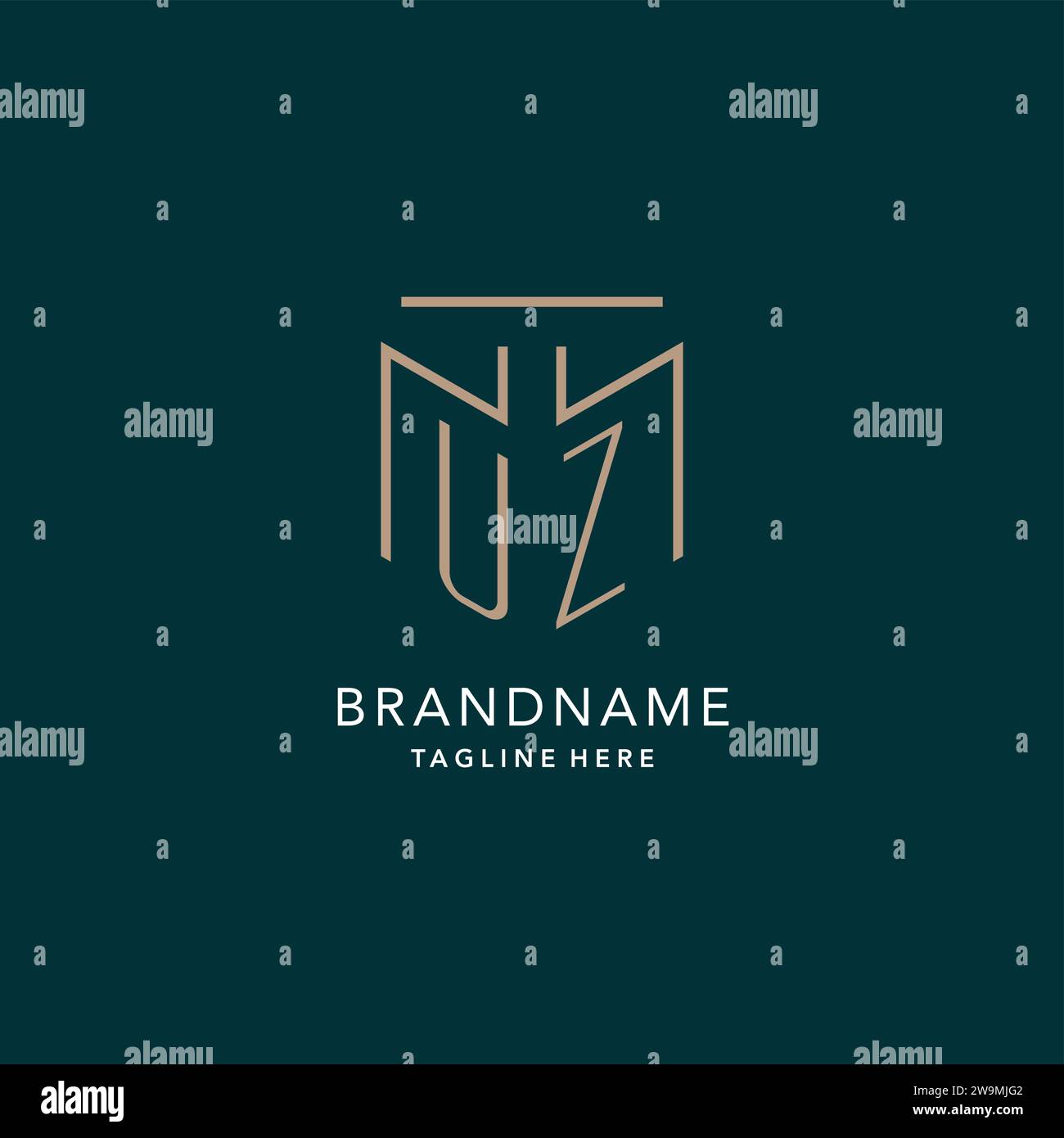 Luxury modern UZ logo monogram with geometric monoline style vector graphic Stock Vector Image ...
