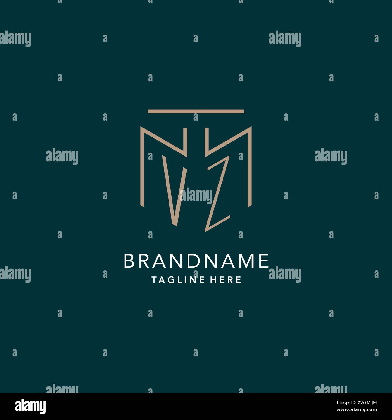 Luxury modern VZ logo monogram with geometric monoline style vector ...