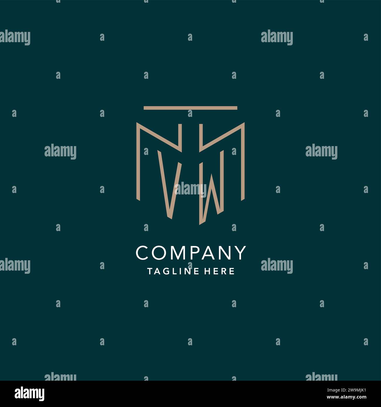 Luxury modern VW logo monogram with geometric monoline style vector ...