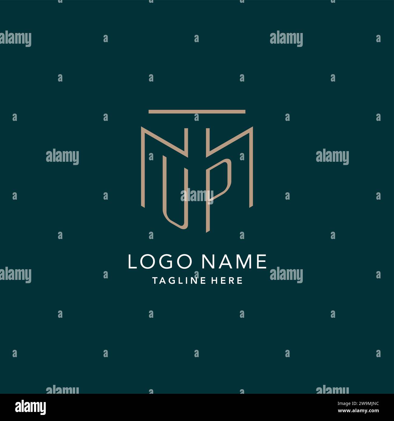Luxury modern UP logo monogram with geometric monoline style vector ...