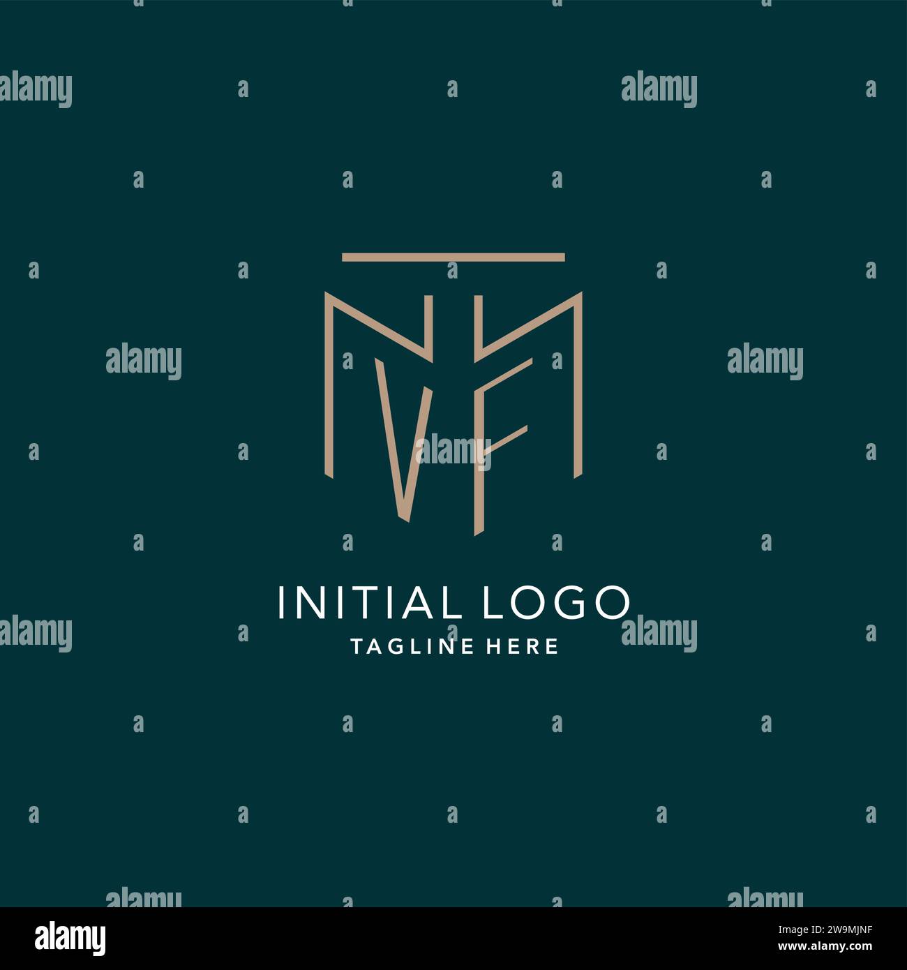 Luxury modern VF logo monogram with geometric monoline style vector ...