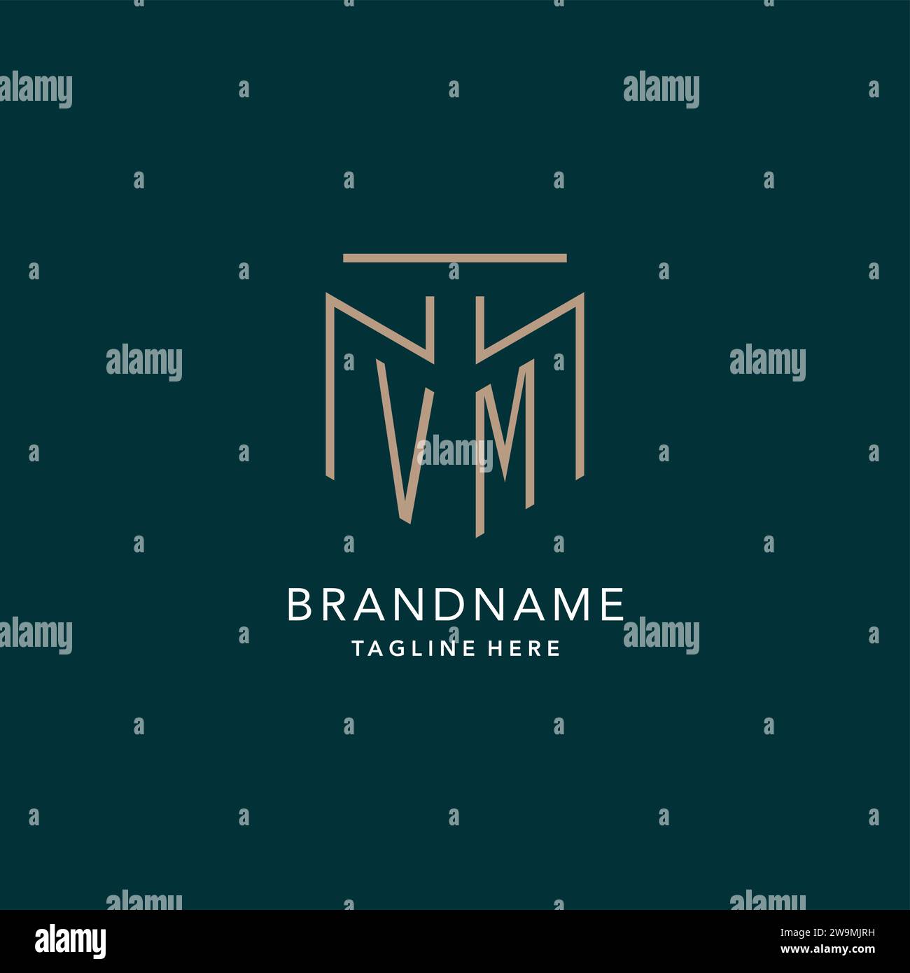 Luxury modern VM logo monogram with geometric monoline style vector ...