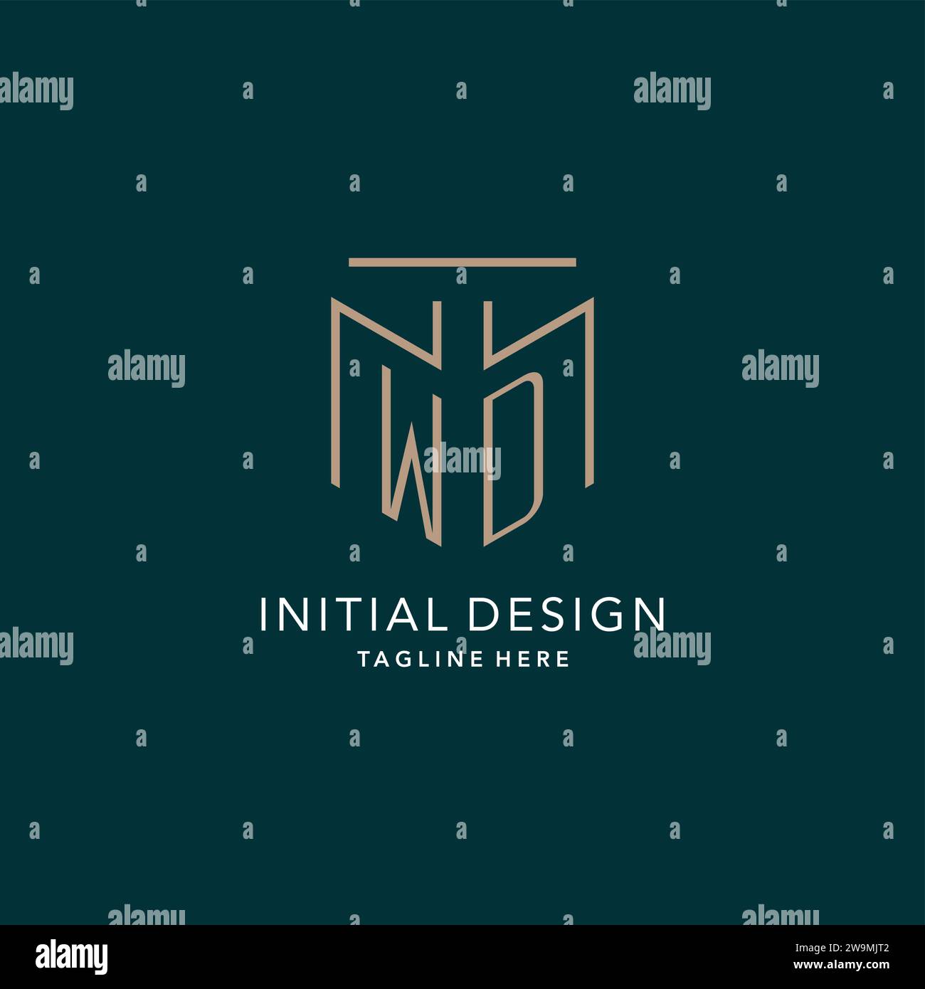 Luxury modern WD logo monogram with geometric monoline style vector ...