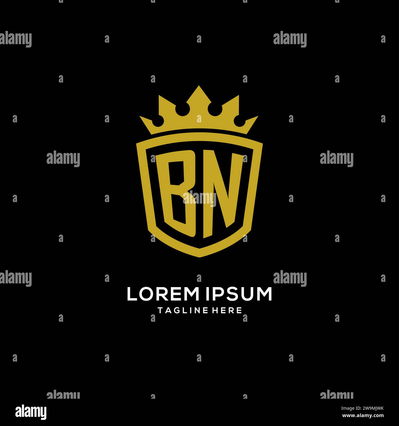 Initial BN logo shield crown style, luxury elegant monogram logo design ...