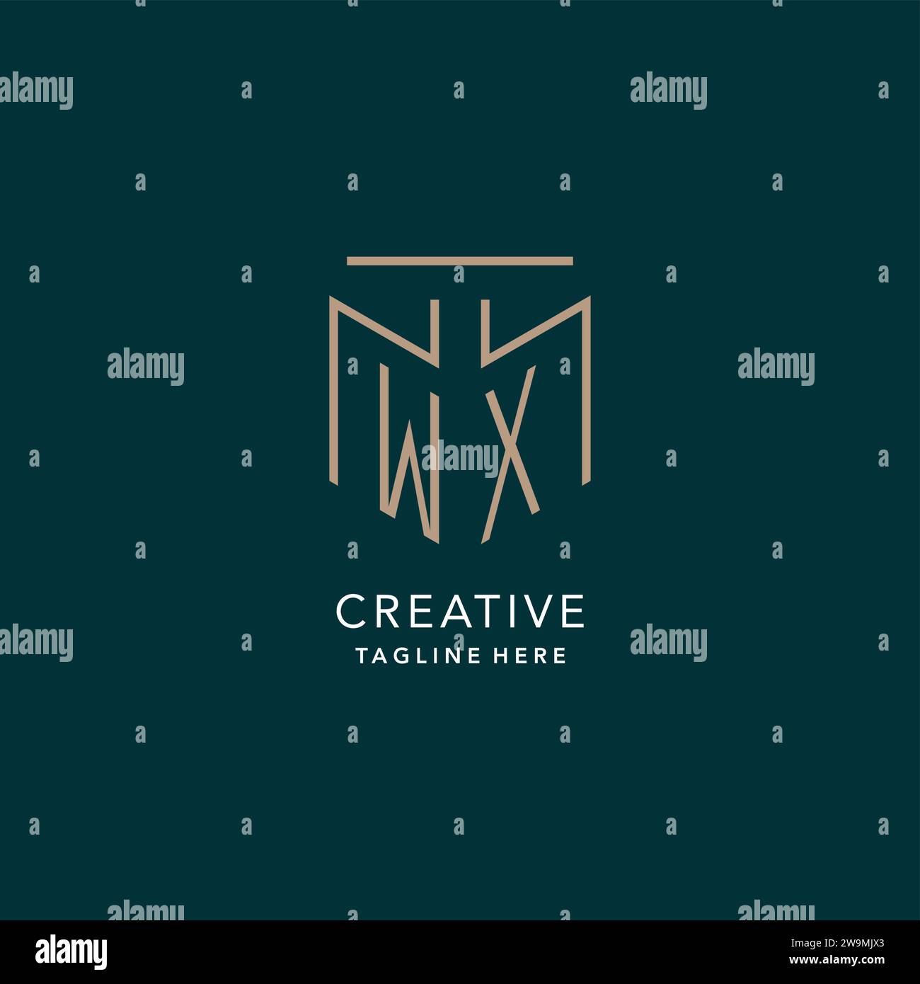 Luxury modern WX logo monogram with geometric monoline style vector ...