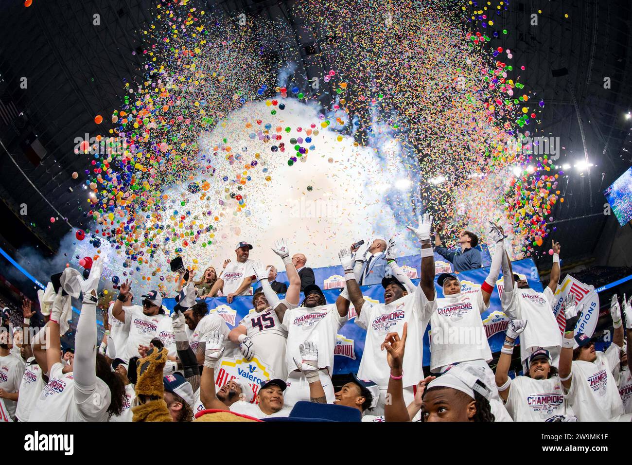 San Antonio, TX, USA. 28th Dec, 2023. The Arizona Wildcats celebrate ...