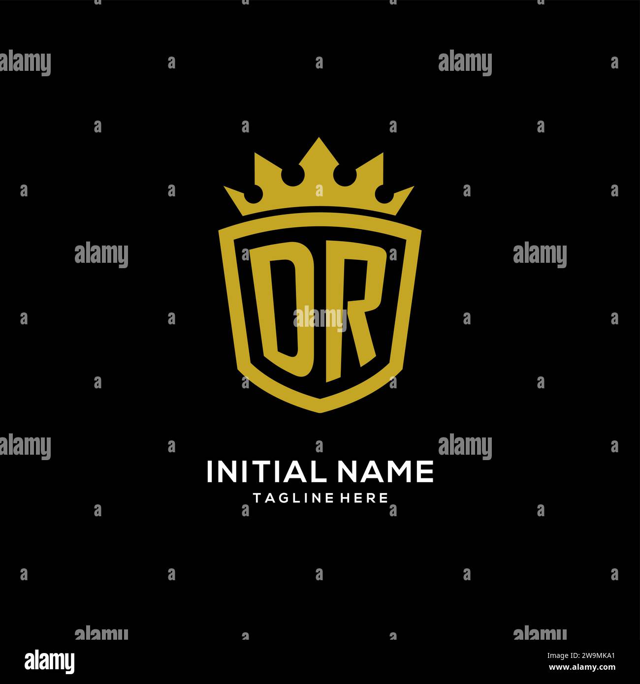 Initial DR logo shield crown style, luxury elegant monogram logo design vector graphic Stock ...