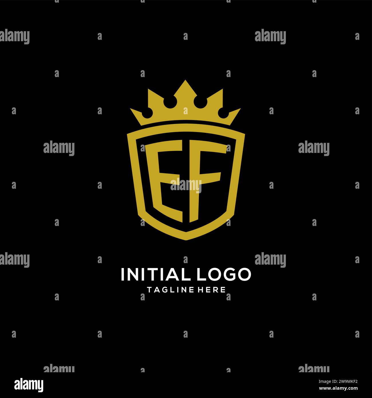 Initial EF logo shield crown style, luxury elegant monogram logo design vector graphic Stock ...